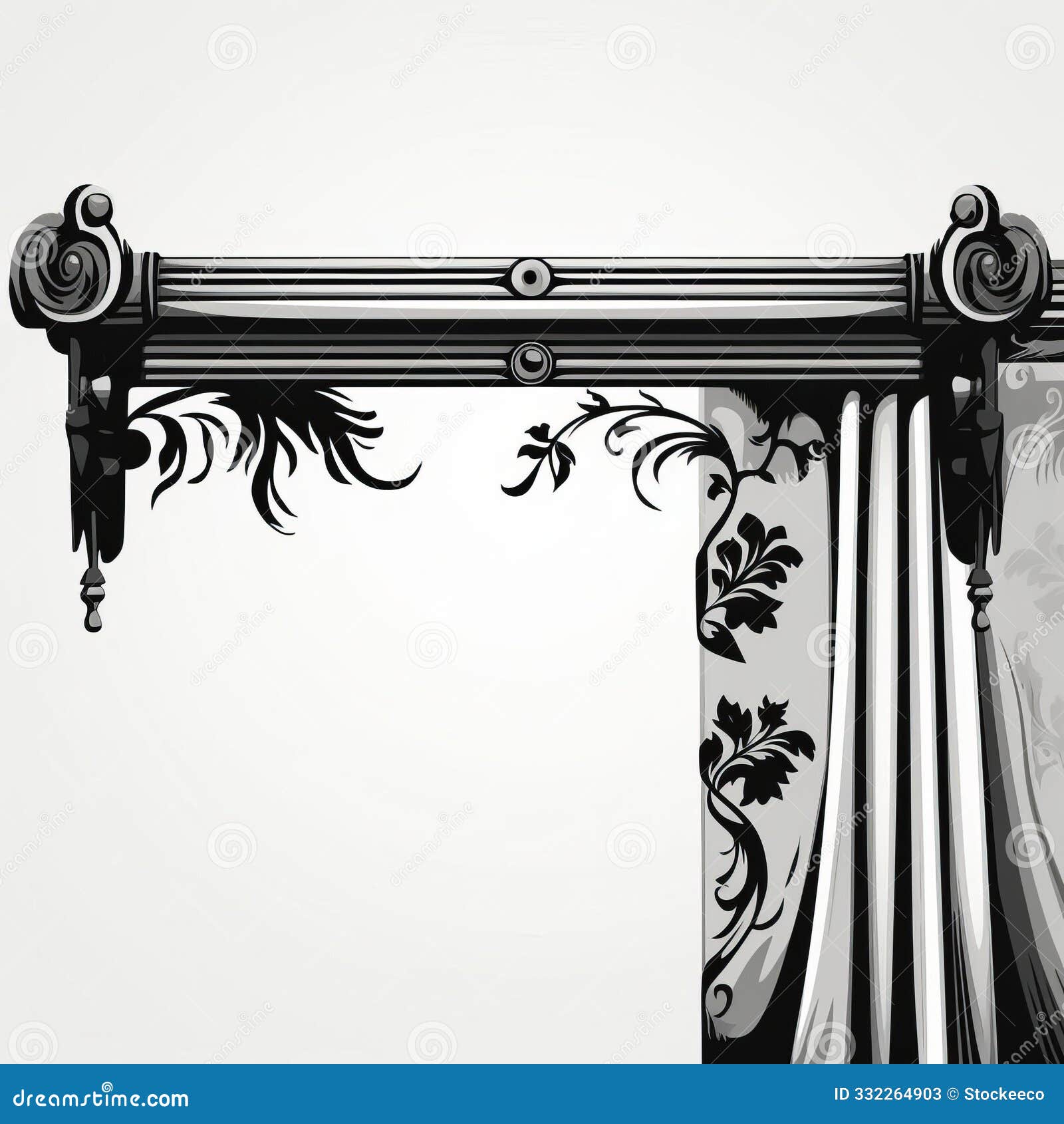 Create a Simple Curtain Rod Vector Stencil Design Template Stock ...