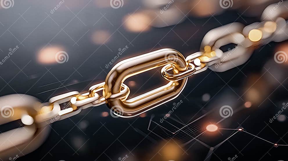 Create a Beautiful Image of a Glowing Golden Blockchain Link Generative ...