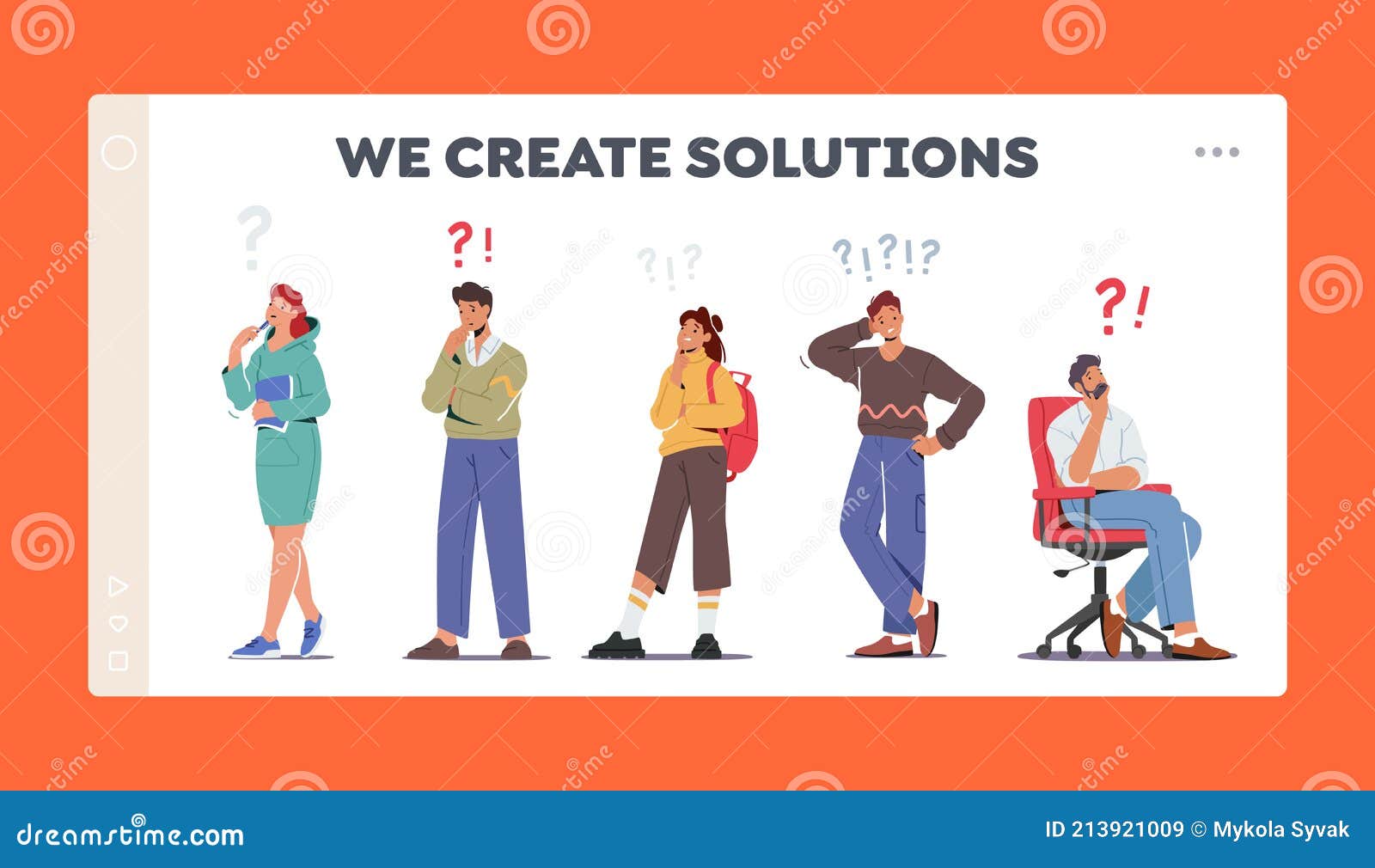 Create Solution Landing Page Template. People Thinking Serious Tasks ...