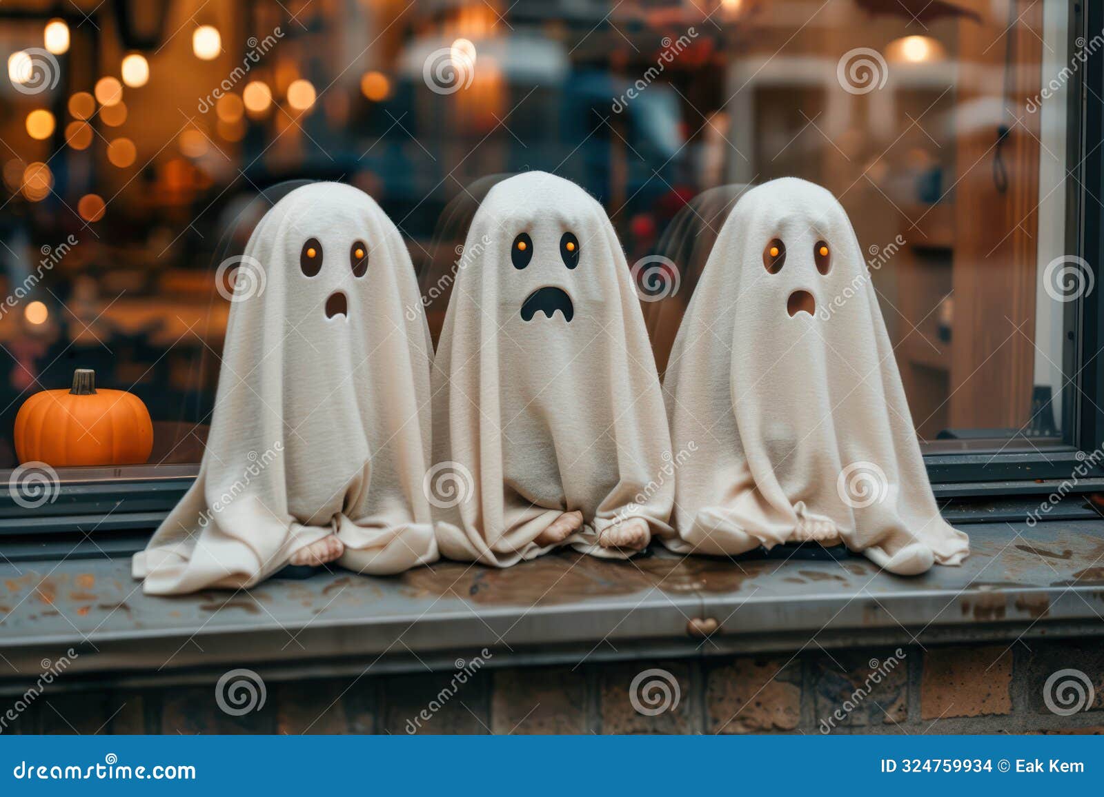 Spooky Halloween Window Decorations Ghost Figures Peeking through the ...