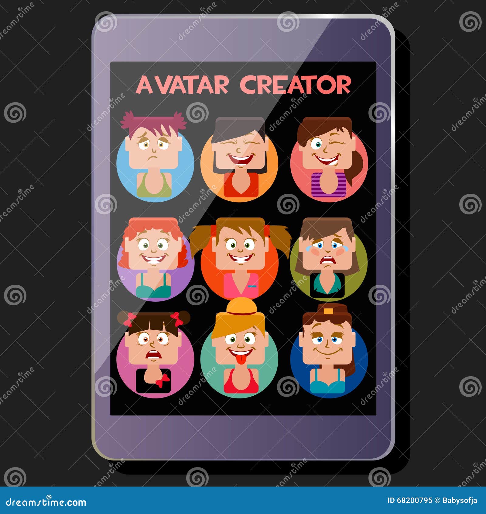 Create a Square Avatar Girl Emotions, Display Stock Vector ...