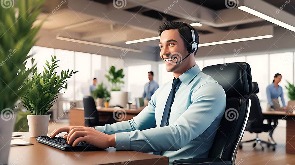 Create a Stunning 3D Rendering of a Professional Male Call Center ...
