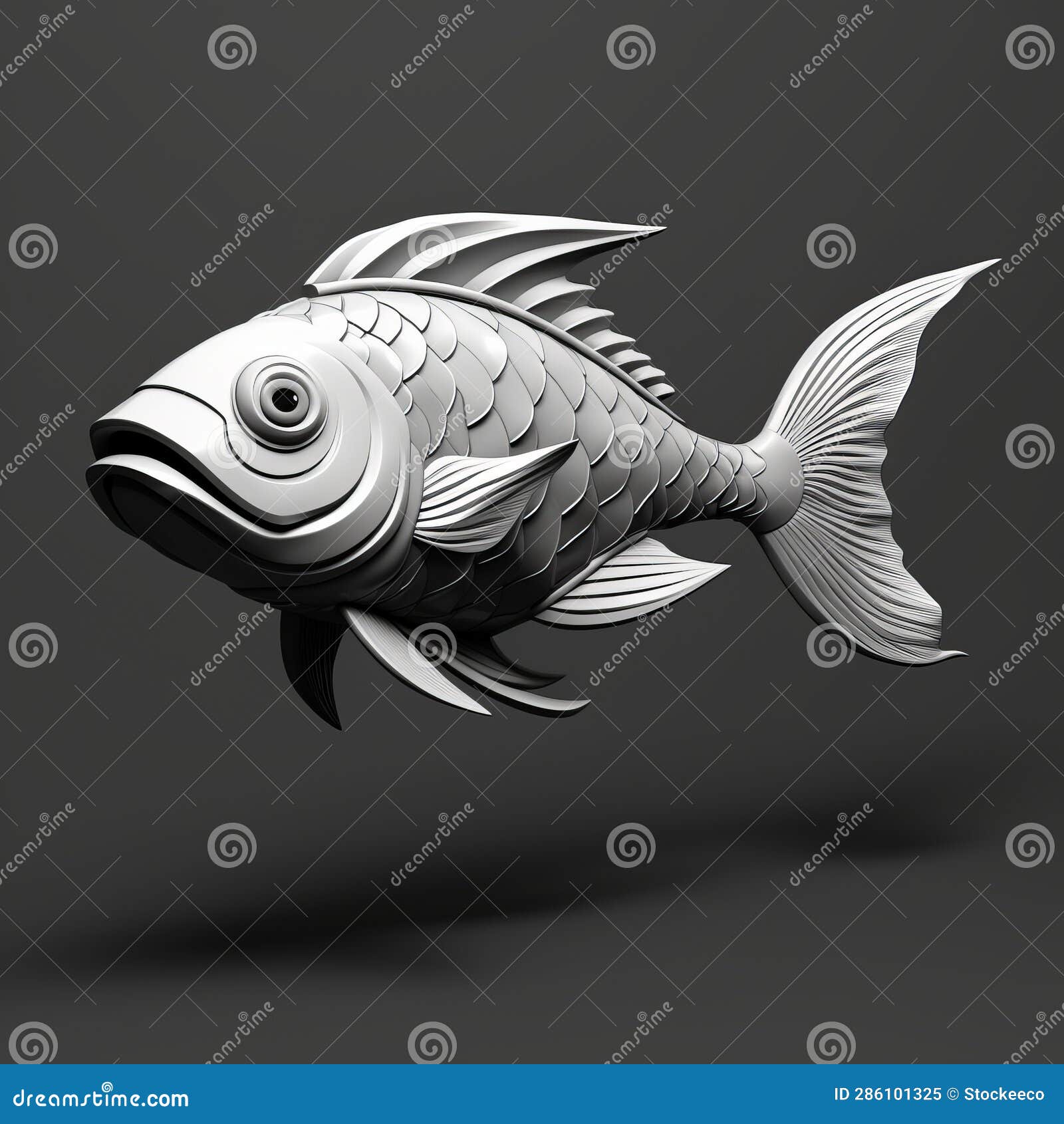Create A Stunning Greyscale Koi Fish Using Pixar 3d Technology Stock ...