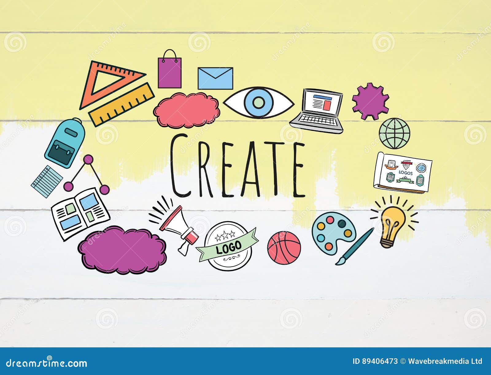 Create Text with Drawings Graphics Stock Illustration - Illustration of ...