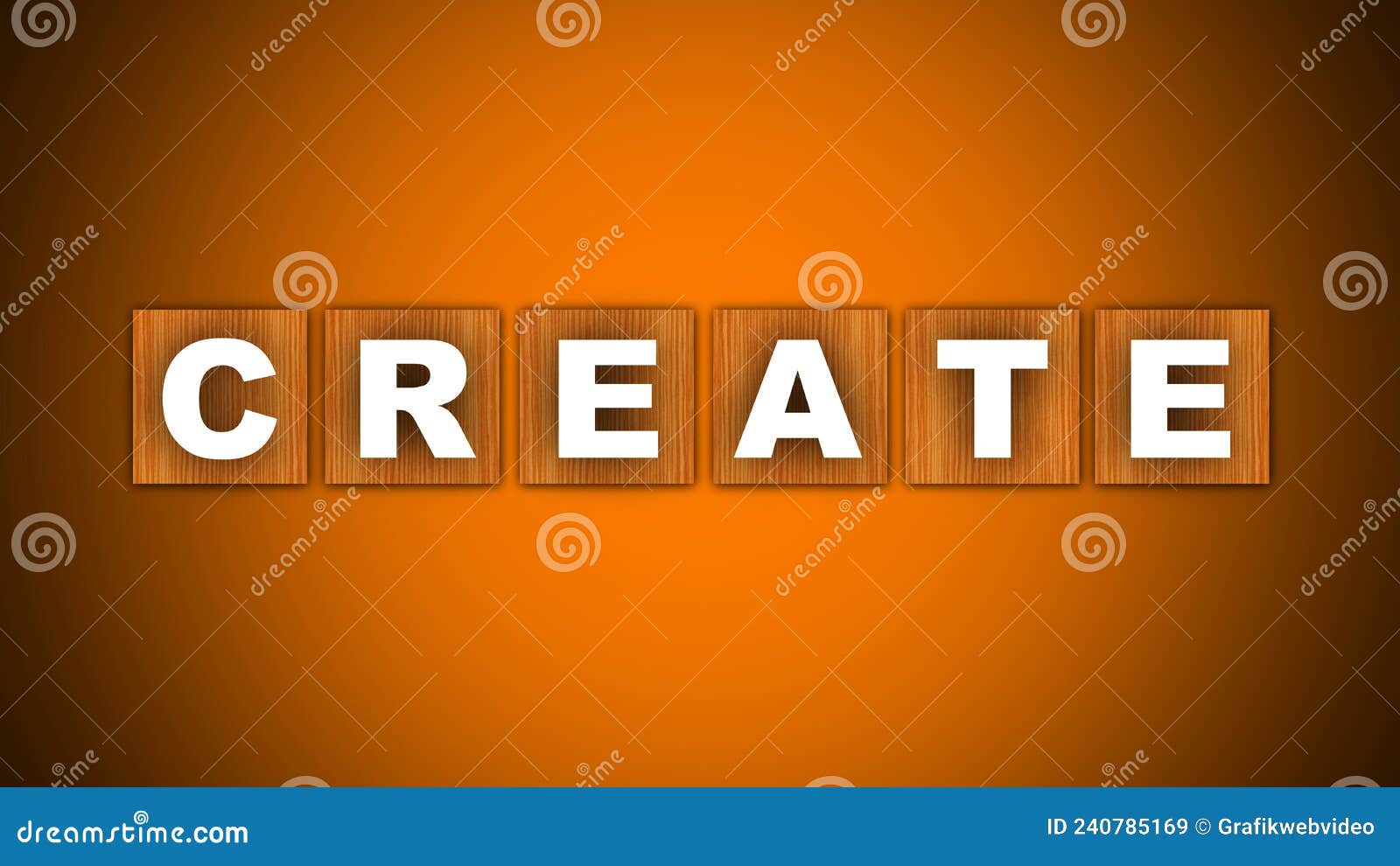 Create Text Title - Square Wooden Concept - Orange Background - 3D ...
