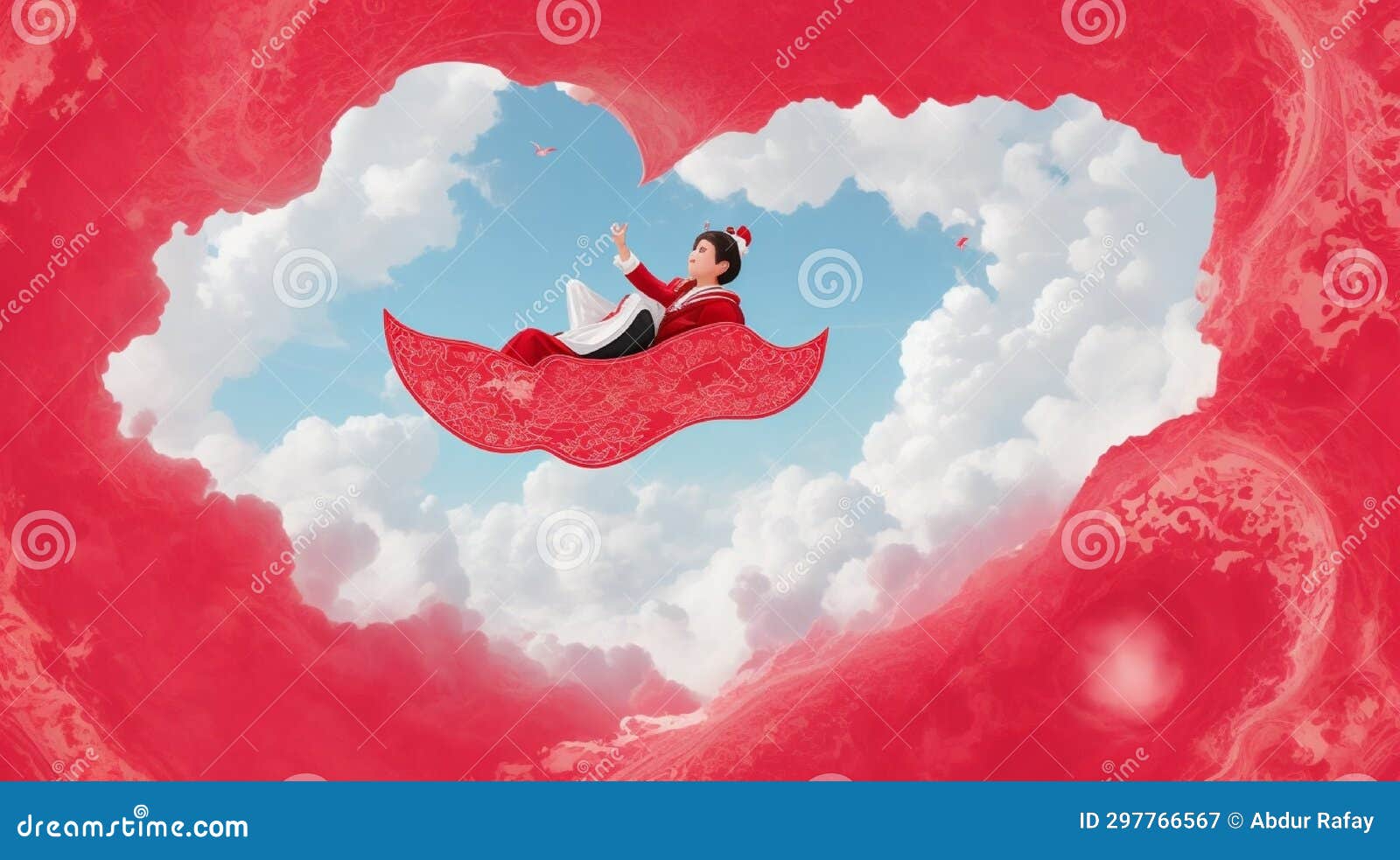 Create a Vector Graphic of a White and Red Magic Carpet Ride through ...