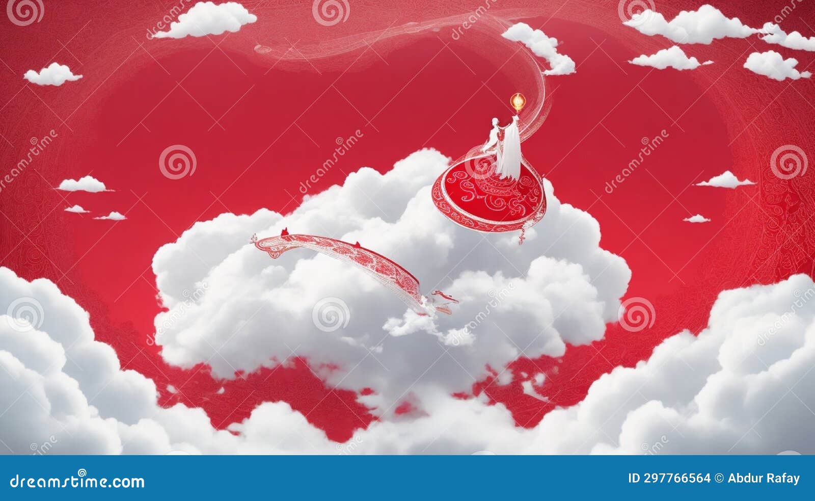 Create a Vector Graphic of a White and Red Magic Carpet Ride through ...