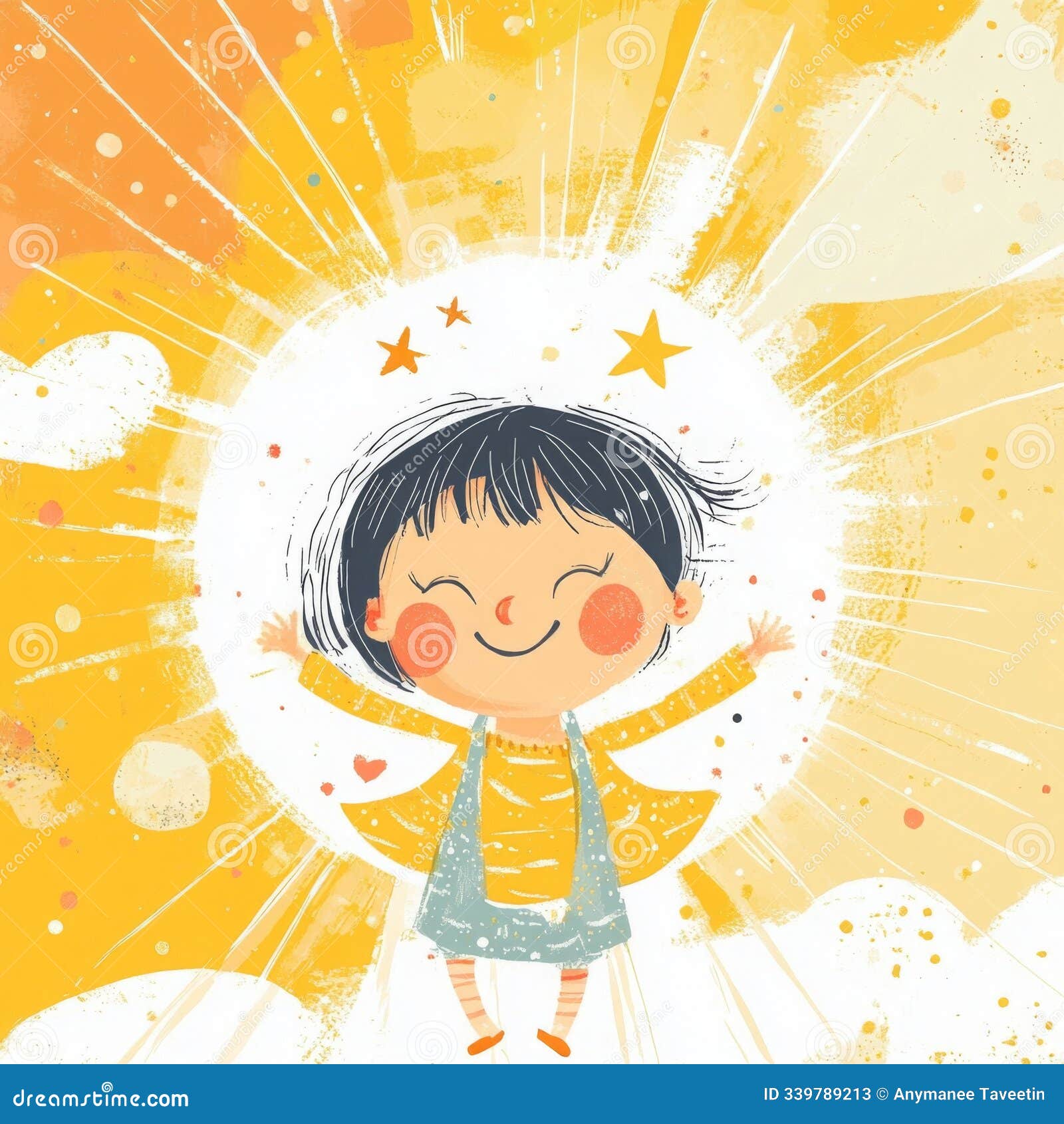 Create a Illustration of a Child in a Sunny Theme Stock Illustration ...