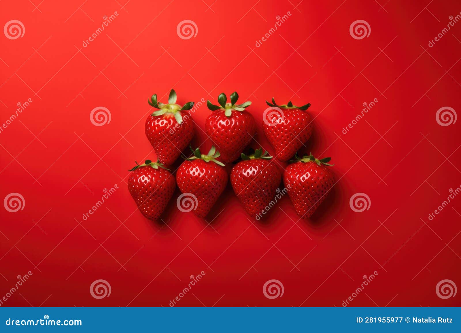 Strawberries of Different Shapes on a Red Background Created with ...
