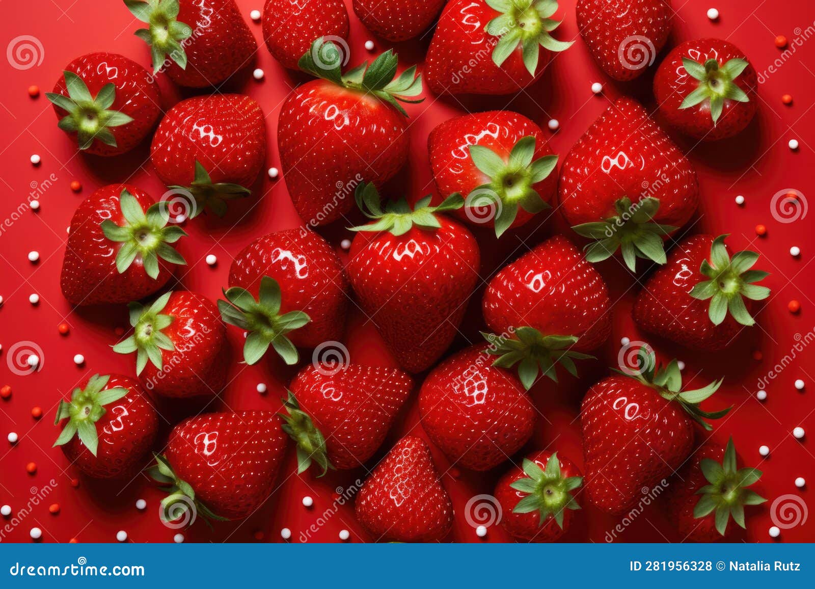 Strawberries of Different Shapes on a Red Background Created with ...