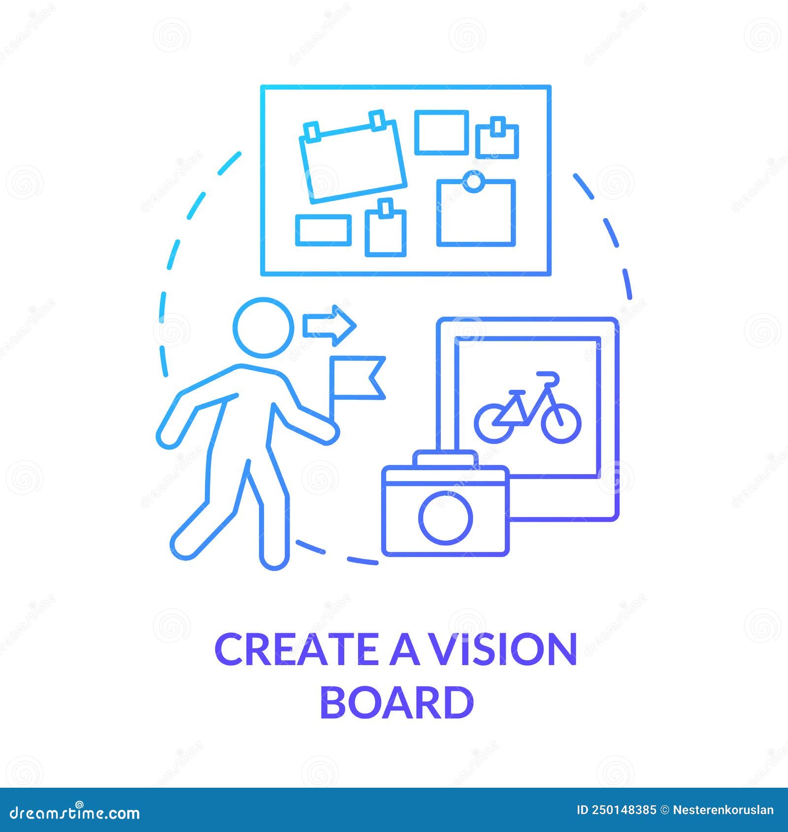 Create Vision Board Blue Gradient Concept Icon Cartoon Vector ...