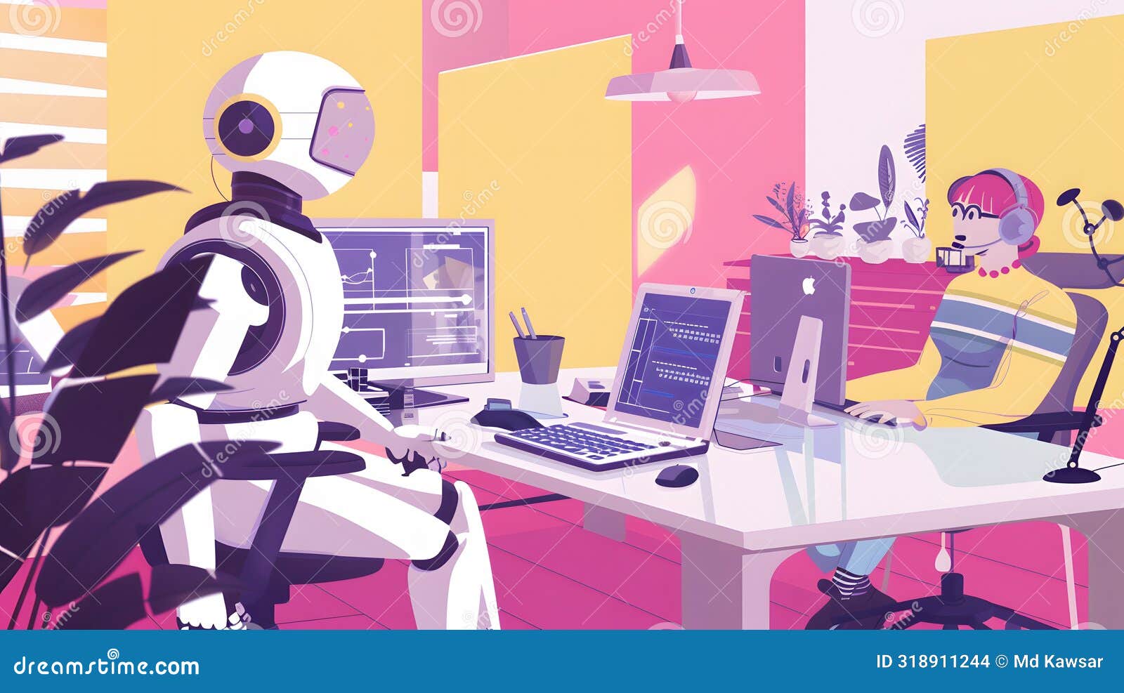 Future of Work - Robots and Humans in Harmony, Ai Generated Stock ...