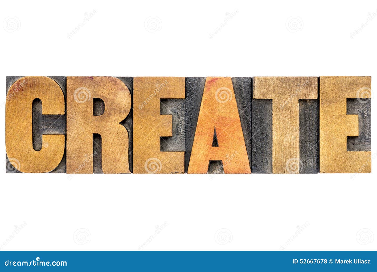 Create Word Typography in Wood Type Stock Photo - Image of wood ...