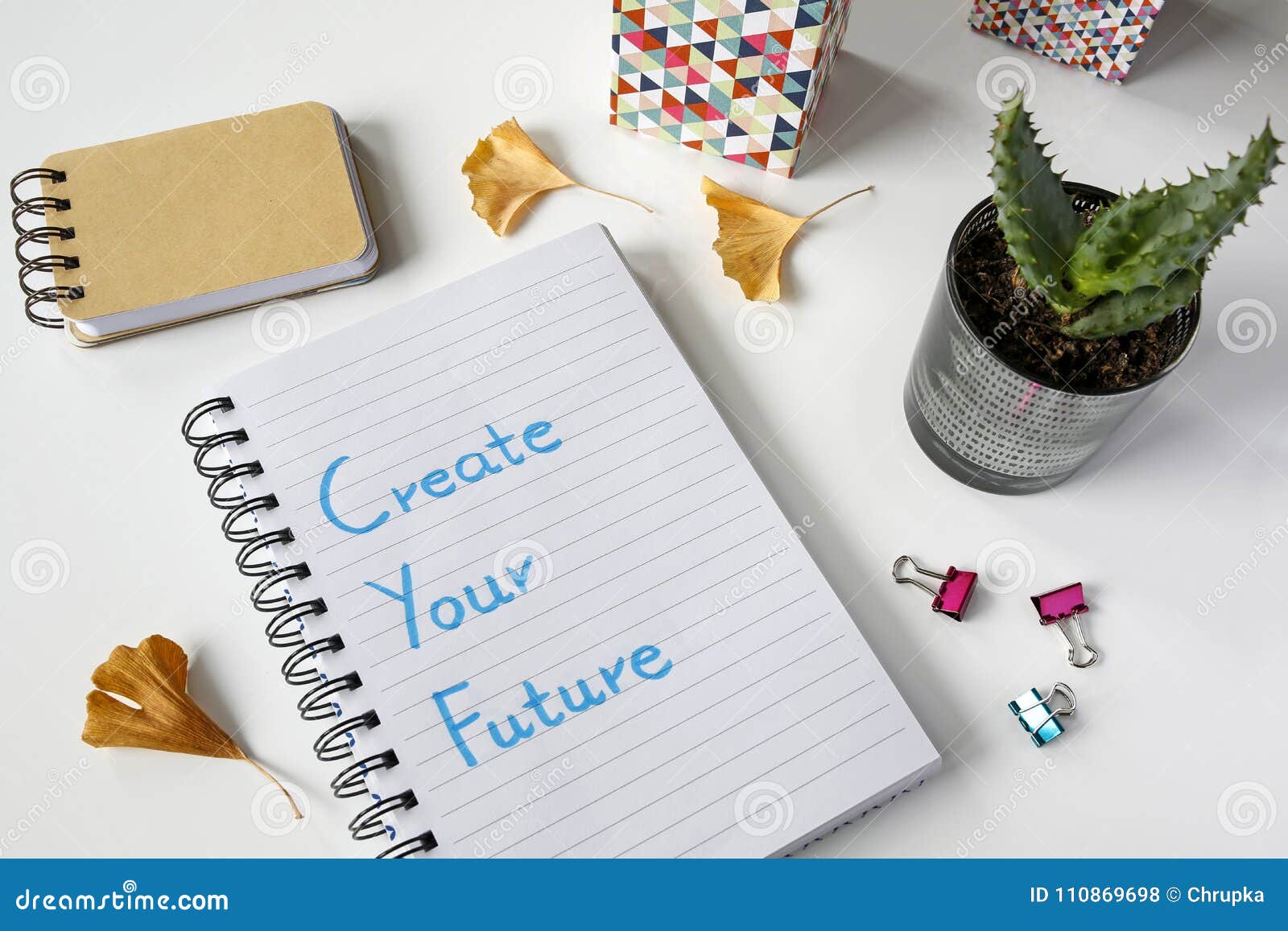 Create Your Future Written in a Notebook Stock Photo - Image of message ...
