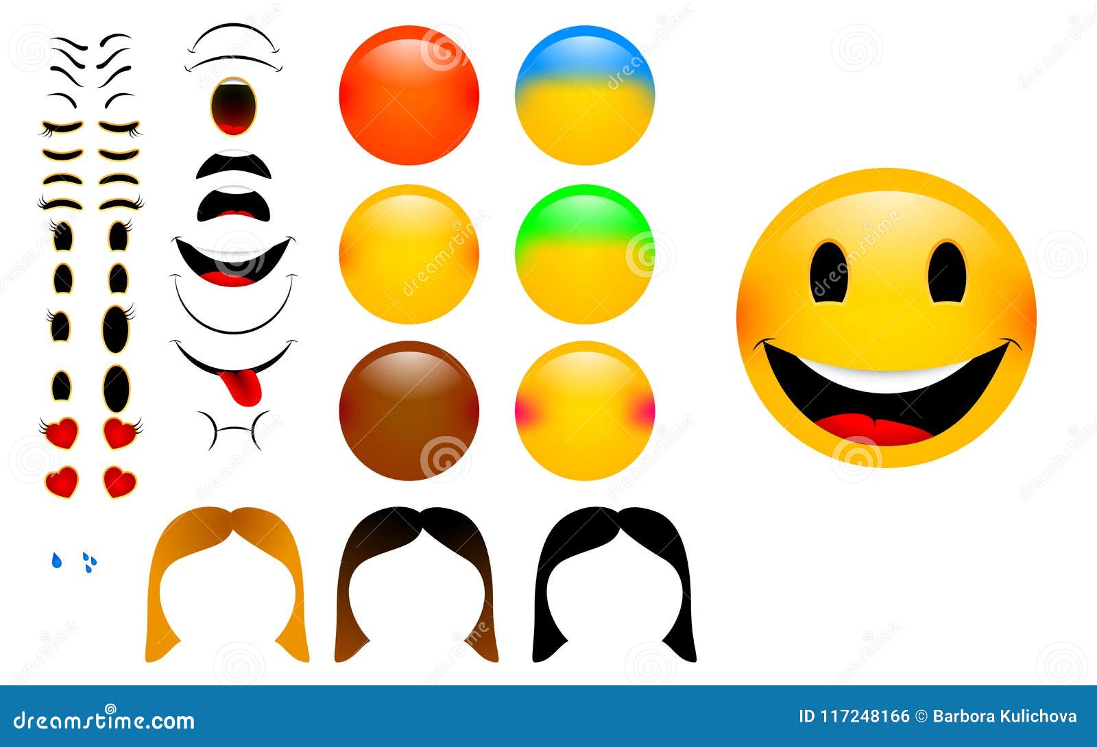 Create Your Own Emoticons with Woman Version Stock Illustration ...