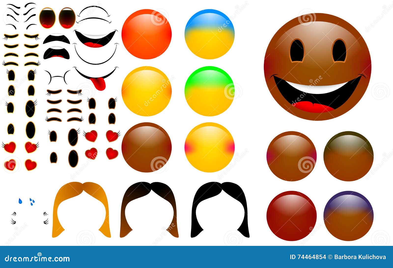 Create Your Own Emoticons with Woman Version Stock Illustration ...