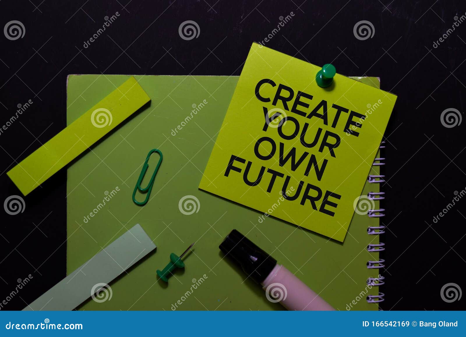 Create Your Own Future Write on Sticky Notes. Top View Isolated on ...