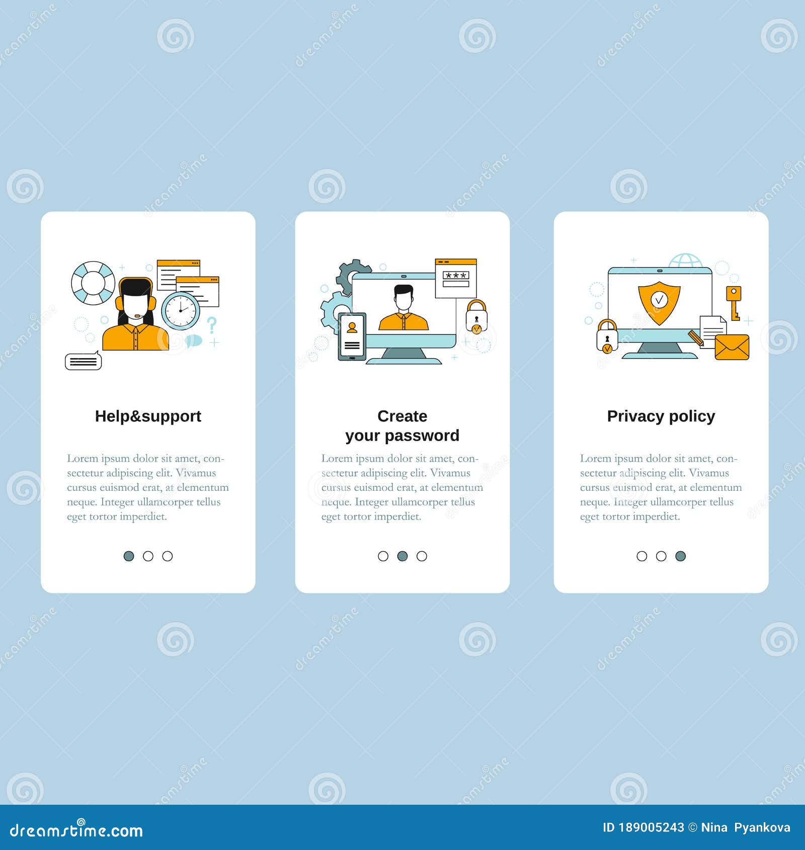Create Your Password, Help and Support, Privacy Policy Concepts Stock ...