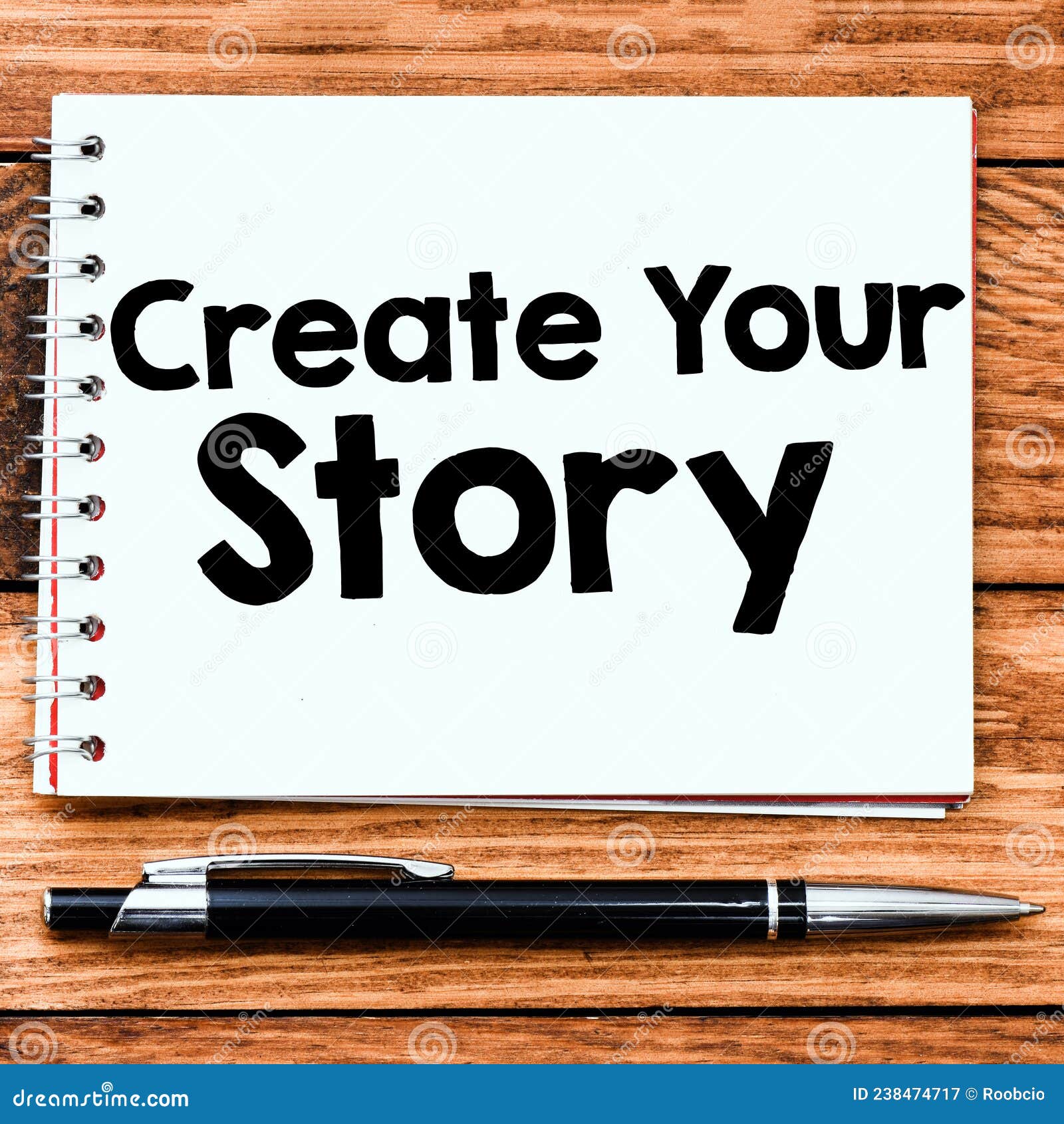 CREATE YOUR STORY Words Written in a Notebook Stock Image - Image of ...