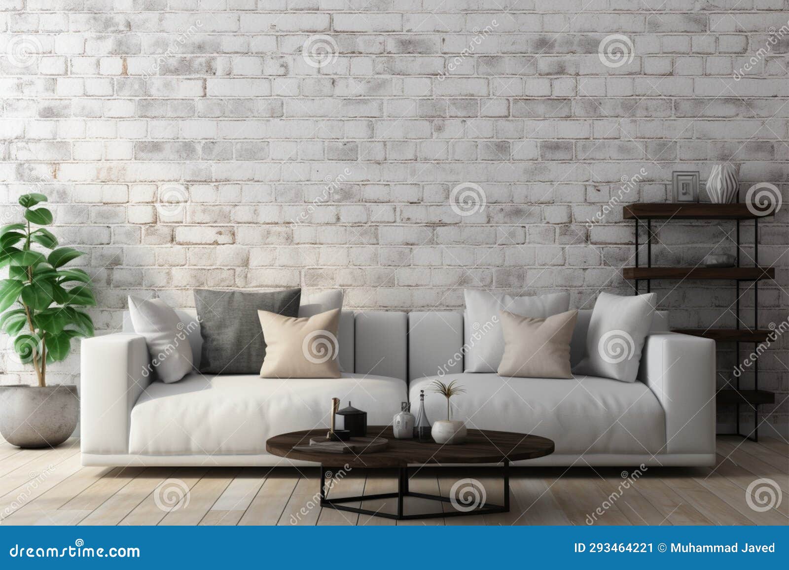 Create Your Vision White Brick Wall in a 3D Render Stock Illustration ...
