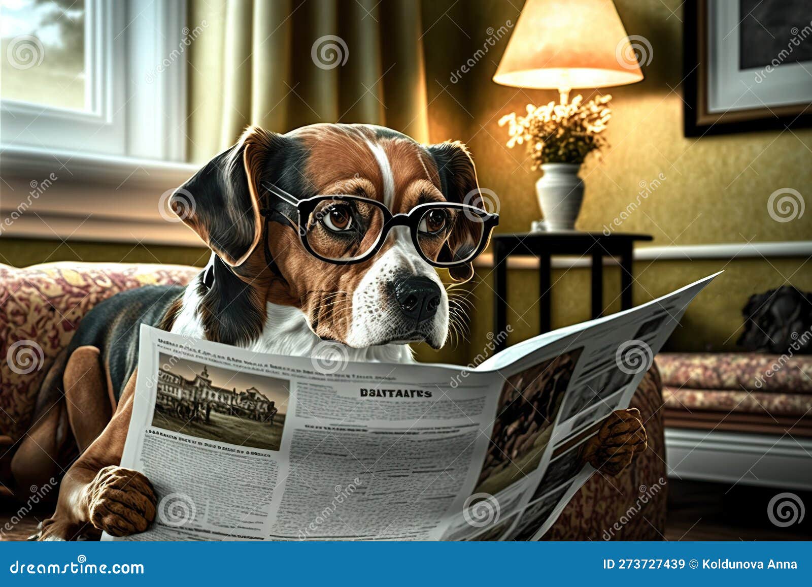 Created with Generative AI Technology. Dog Reading the Newspaper Stock ...