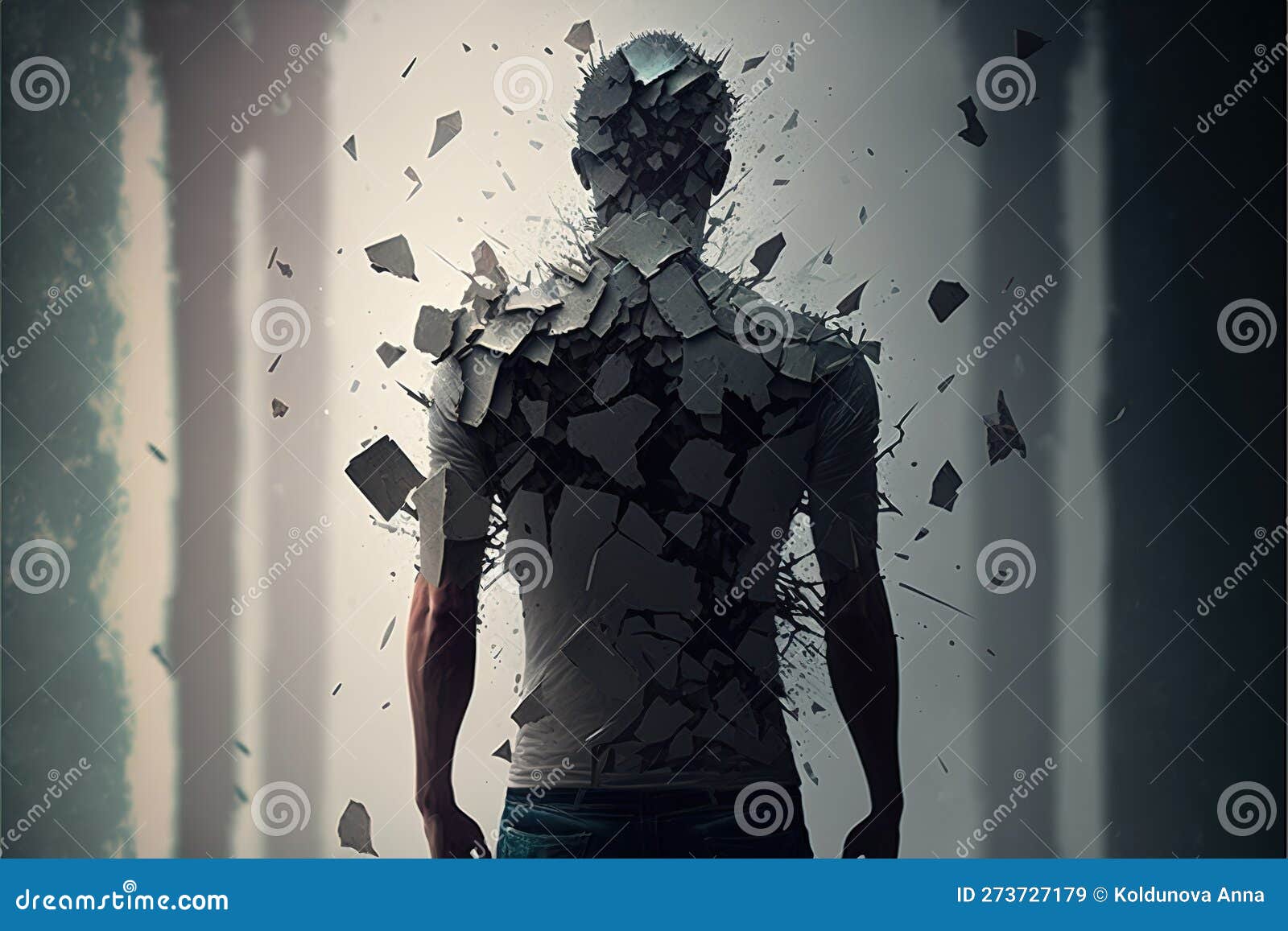 Created with Generative AI Technology. Man Broken To Pieces Losting ...