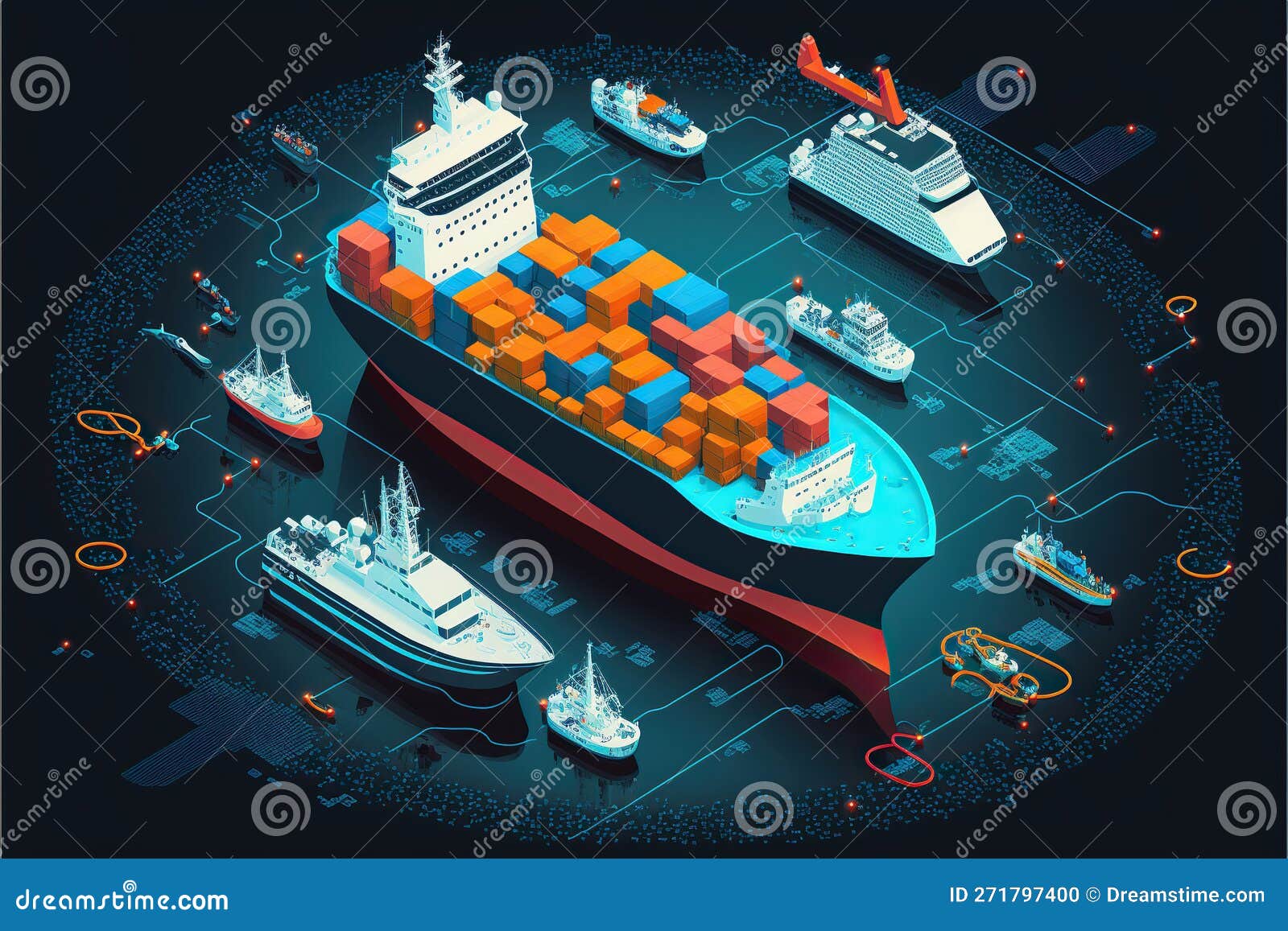Created with Generative AI Technology. Ship Transport and Cargo ...