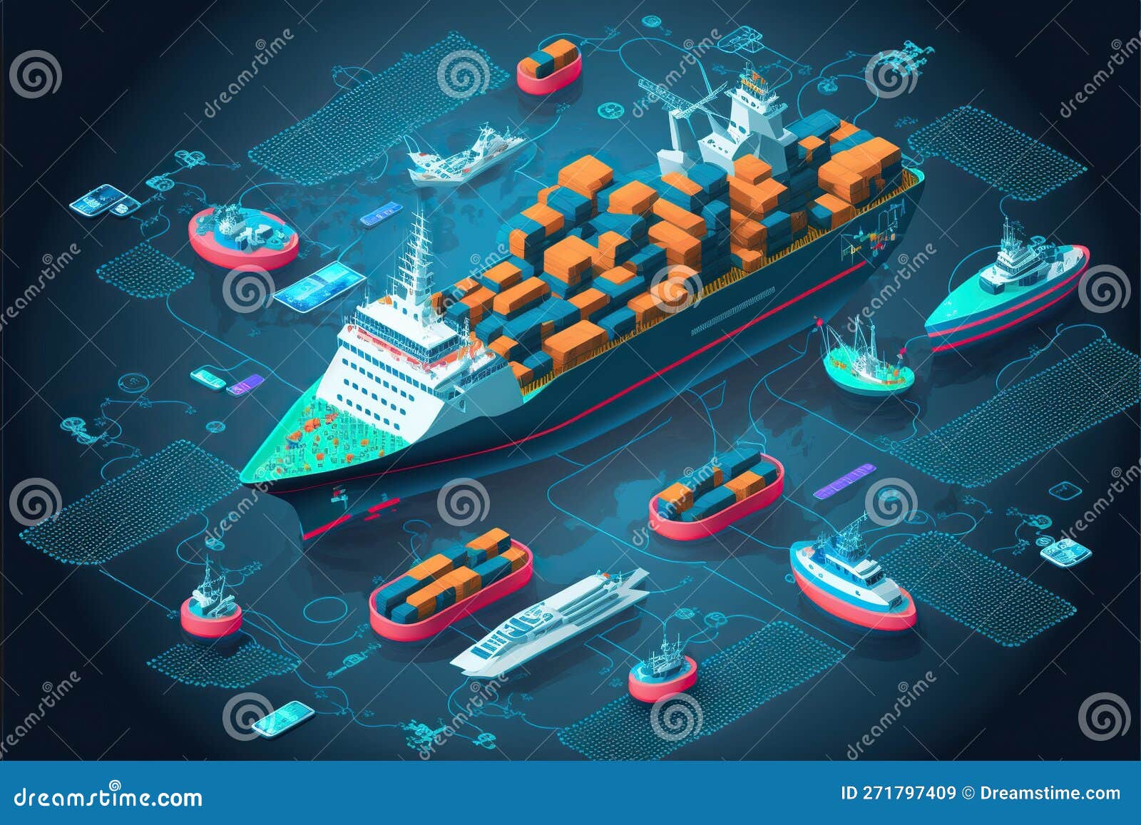 Created with Generative AI Technology. Ship Transport and Cargo ...