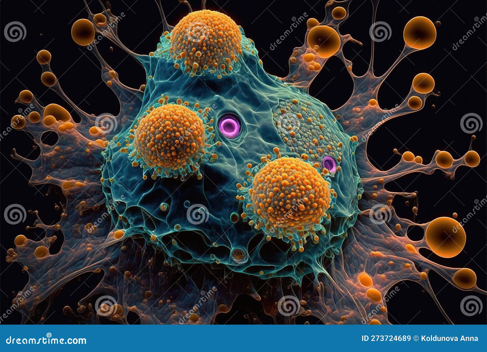 Generative AI. Virus Pathogen Or Virus Particle Interacting With Cell ...