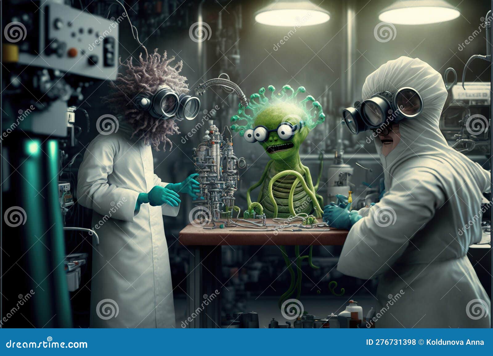 Created with Generative AI Technology. Virus Scientist or Aliens Making ...