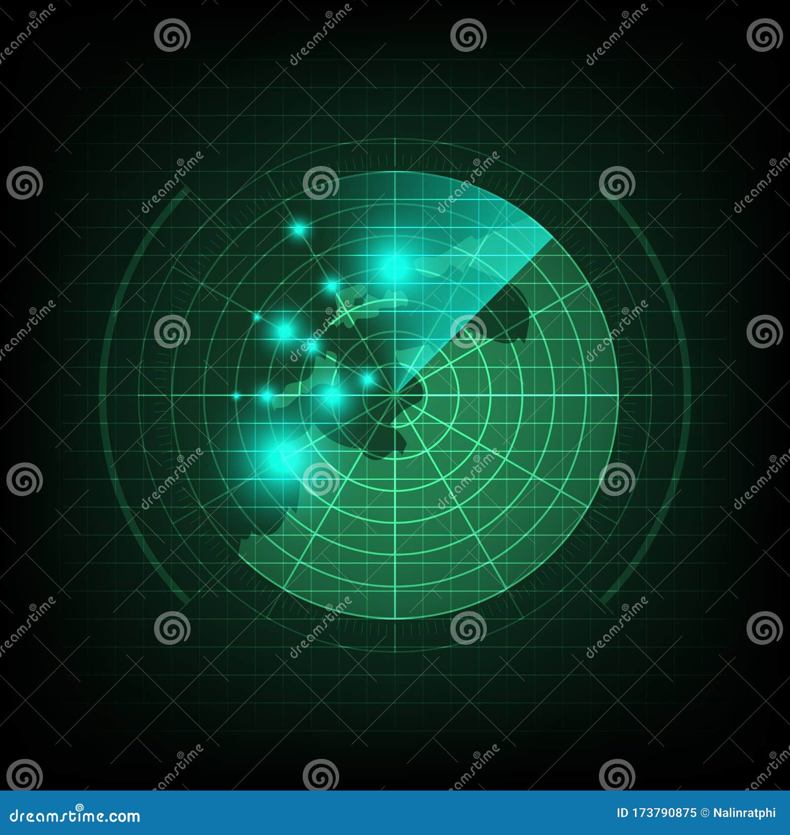Radar Monitor Thin Line Icon. Search And Detect Purpose Sonar ...