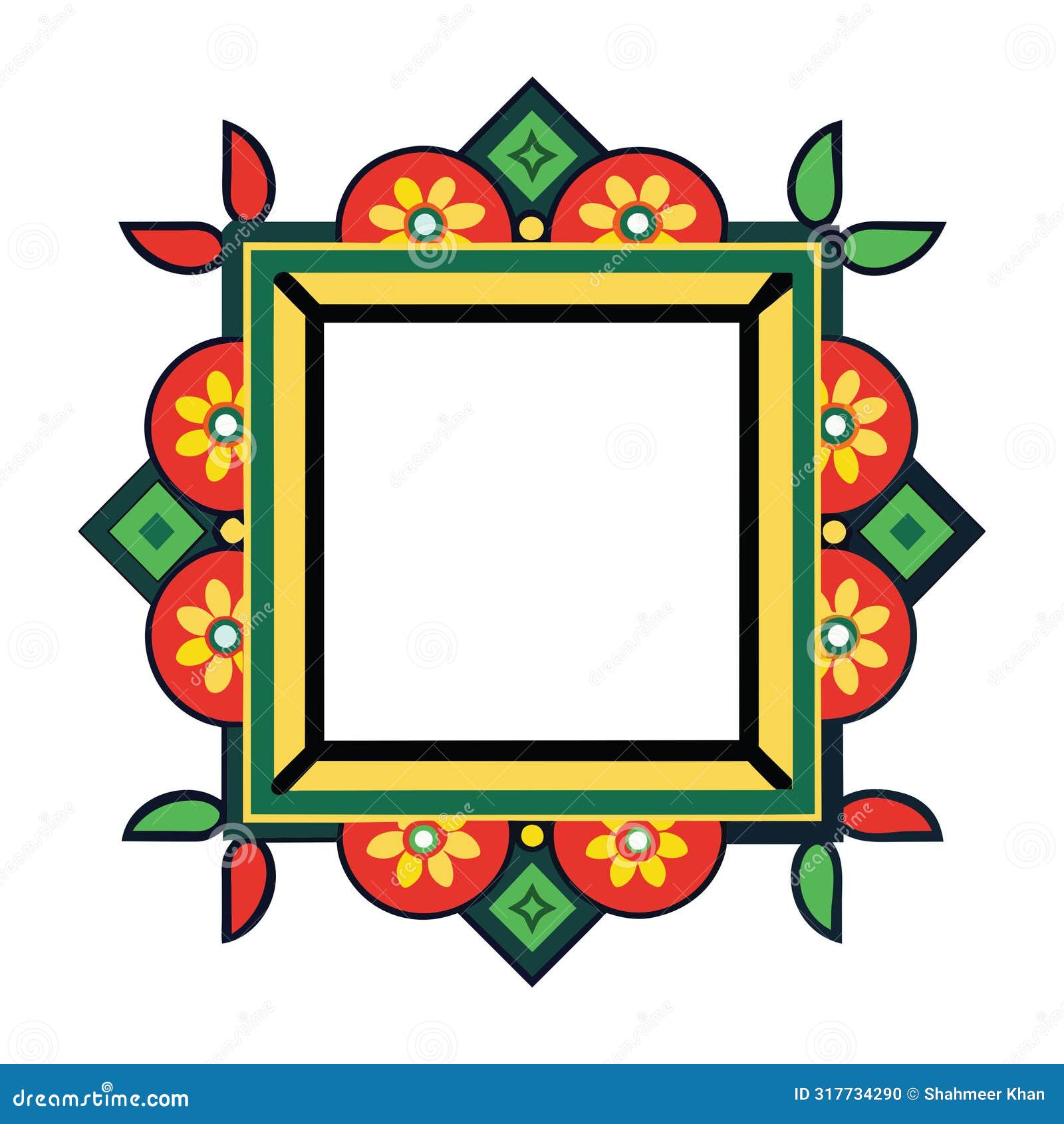 An Ornate Square Frame with a Colorful Design, Transparent Background and Center Stock Vector ...