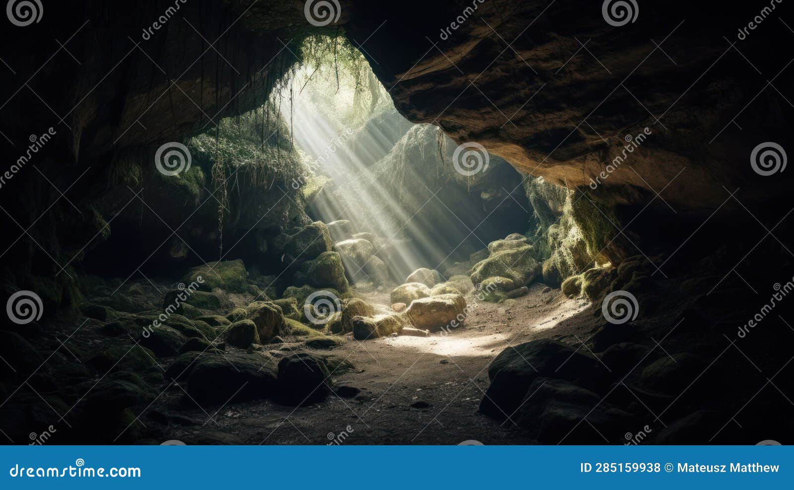Sunlight in cave stock illustration. Illustration of digital - 285159938