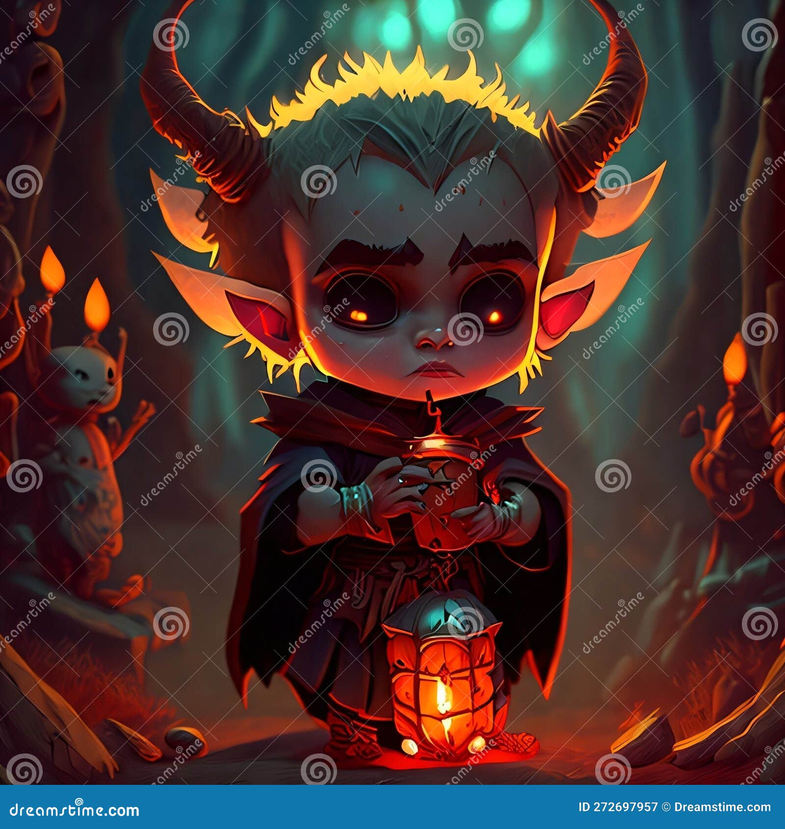 Illustration of Baby Demon Slayer with Red Lantern Stock Illustration ...