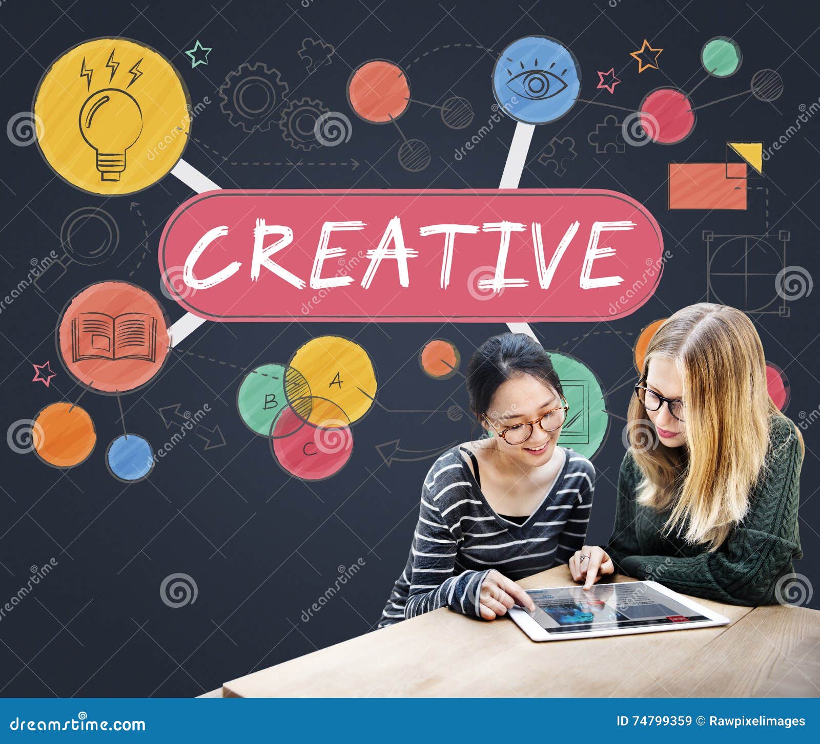 Creatief Creativiteit Het Denken Uitvindingsconcept Stock Illustratie ...