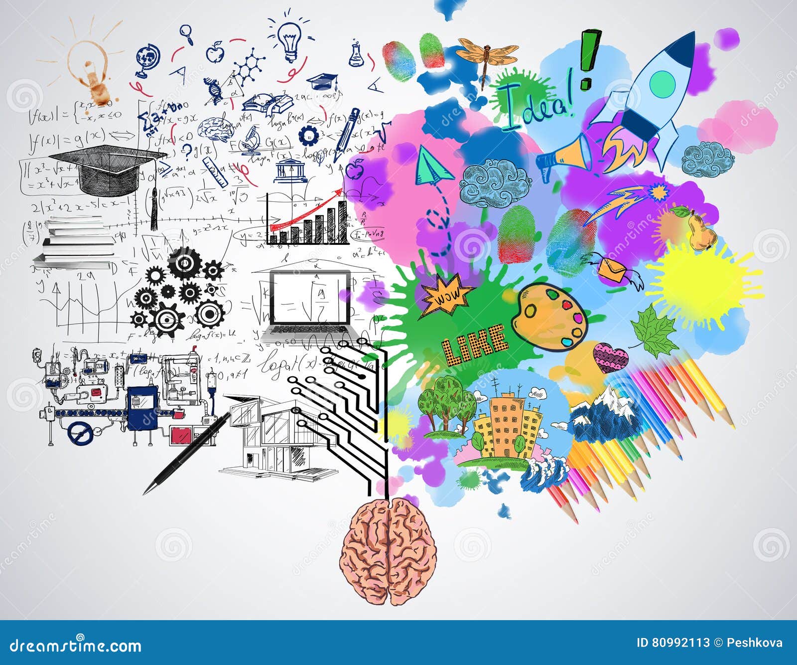 Creatief En Analytisch Het Denken Concept Stock Illustratie ...