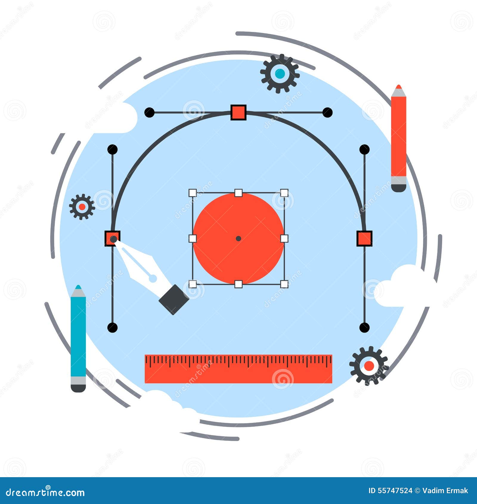 Creatief Proces, Digitale Tekening, Grafisch Ontwerpconcept Vector ...