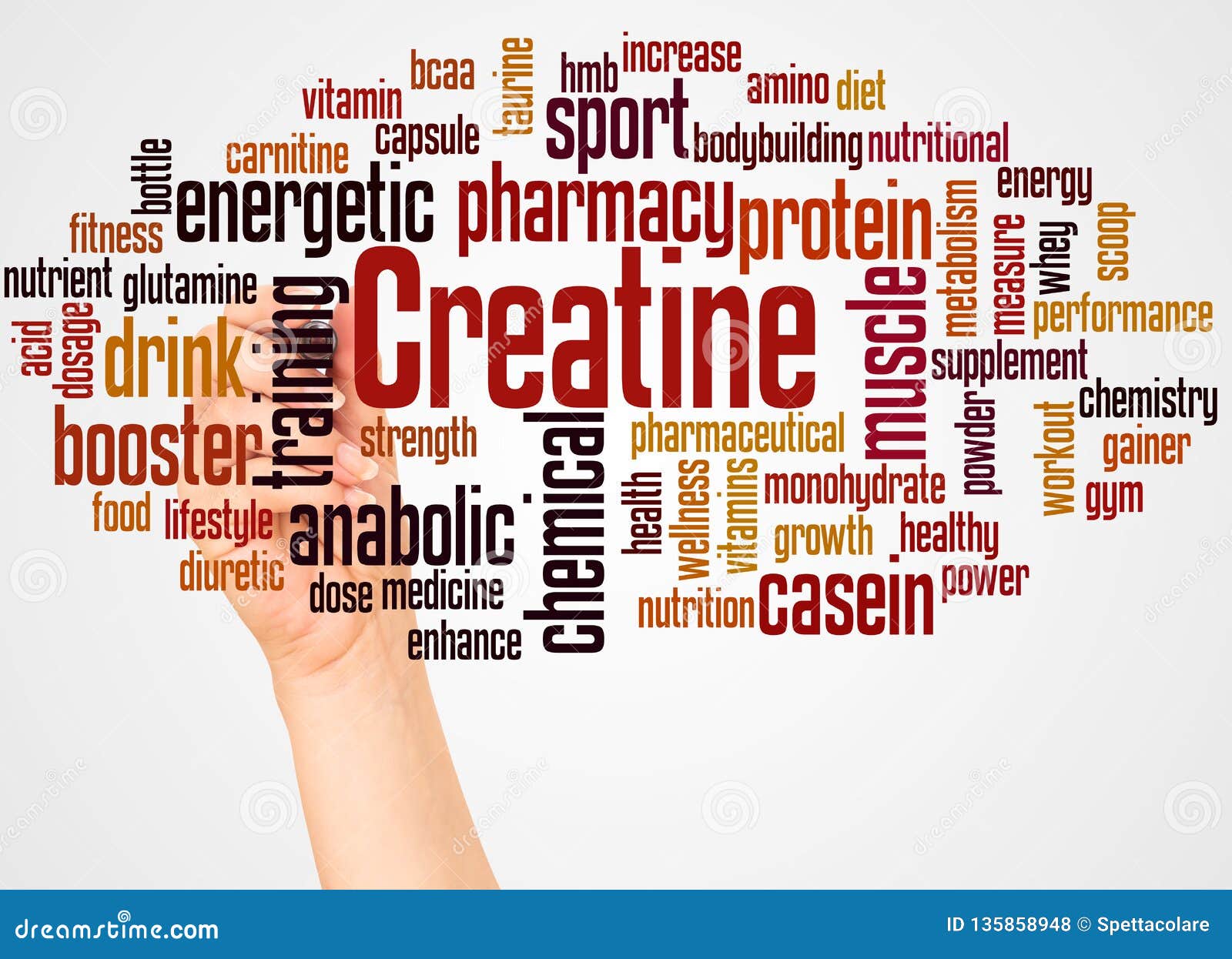 Creatine Word Cloud and Hand with Marker Concept Stock Illustration ...