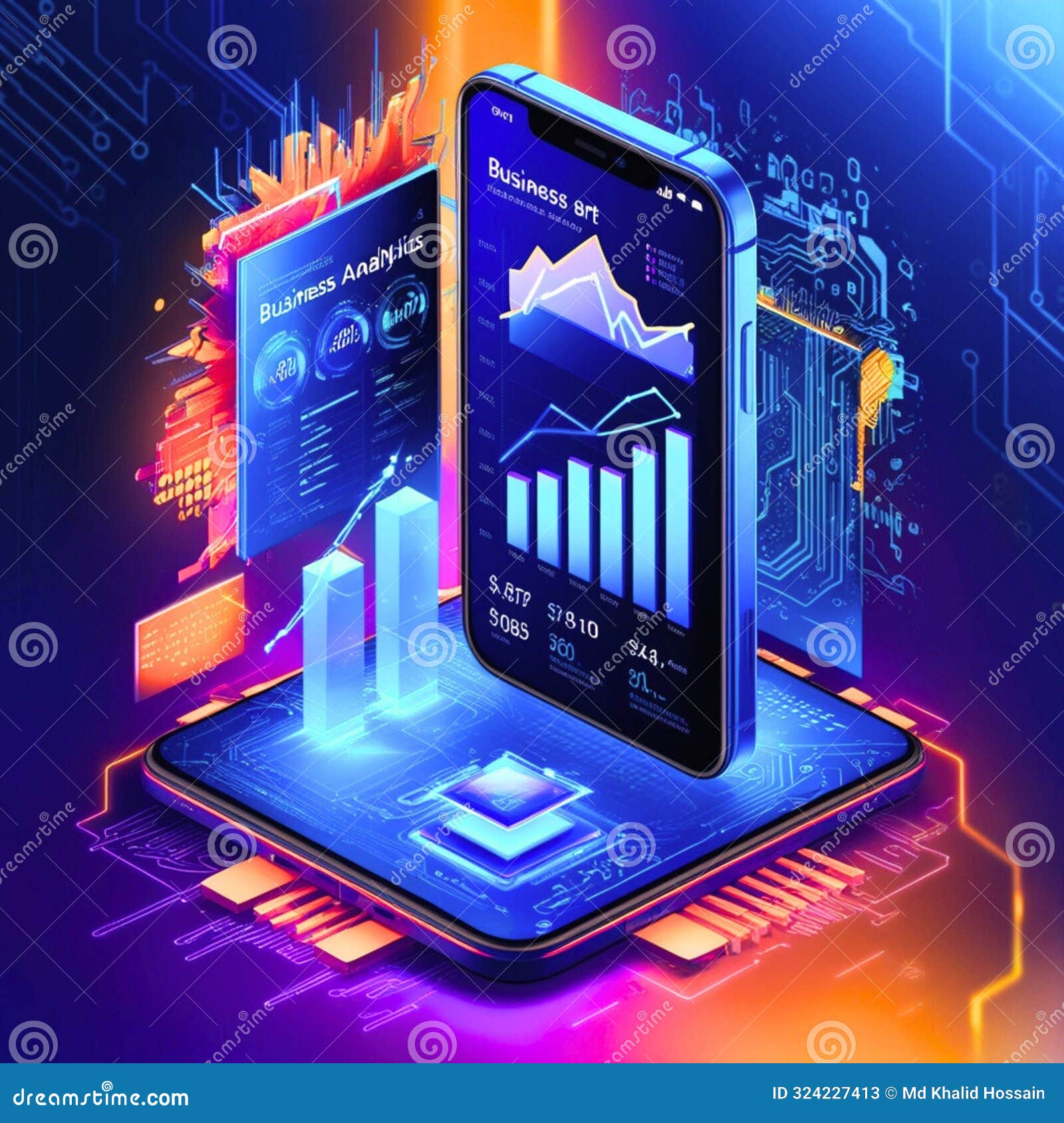 Creating an Abstract, Futuristic Circuit Board Technology Processing ...