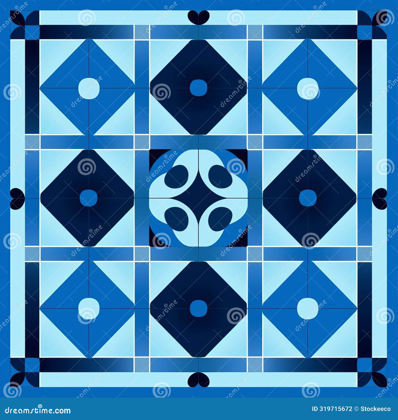 Creating Alternating Blue Squares Grid Pattern Damask Design Stock ...