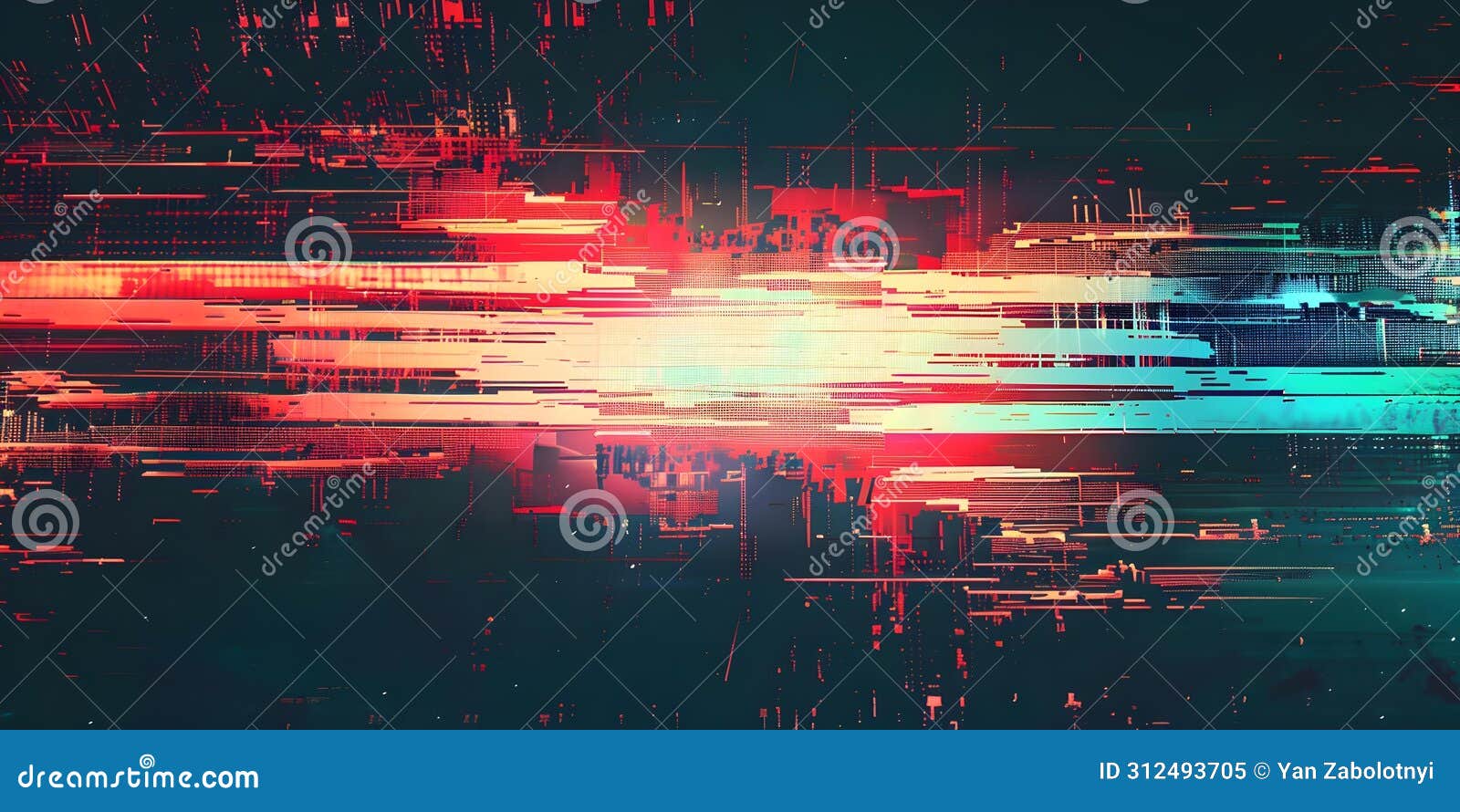 Retro VHS Scanlines On TV Screen With Pixel Glitch Damage Background ...