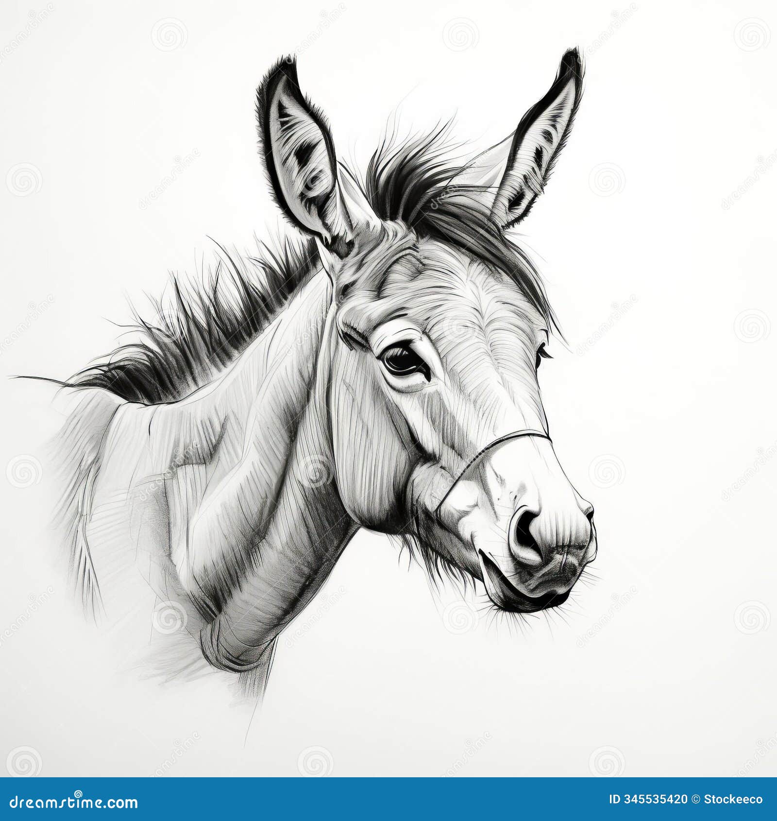 Creating a Bold Donkey Illustration with Black Ink on White Stock ...