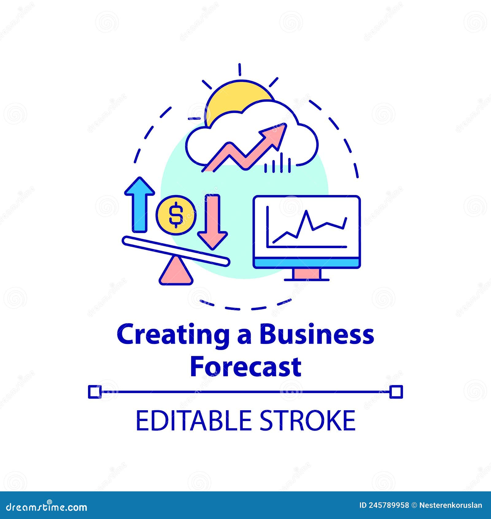 Creating Business Forecast Concept Icon Stock Vector - Illustration of ...
