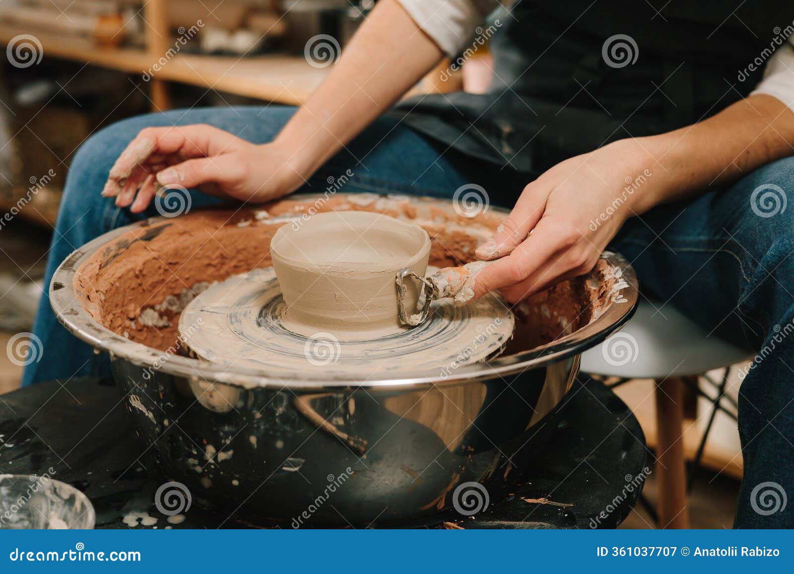 Creating Ceramic Earthenware on the Manufacturing. Artisan Forms Clay ...
