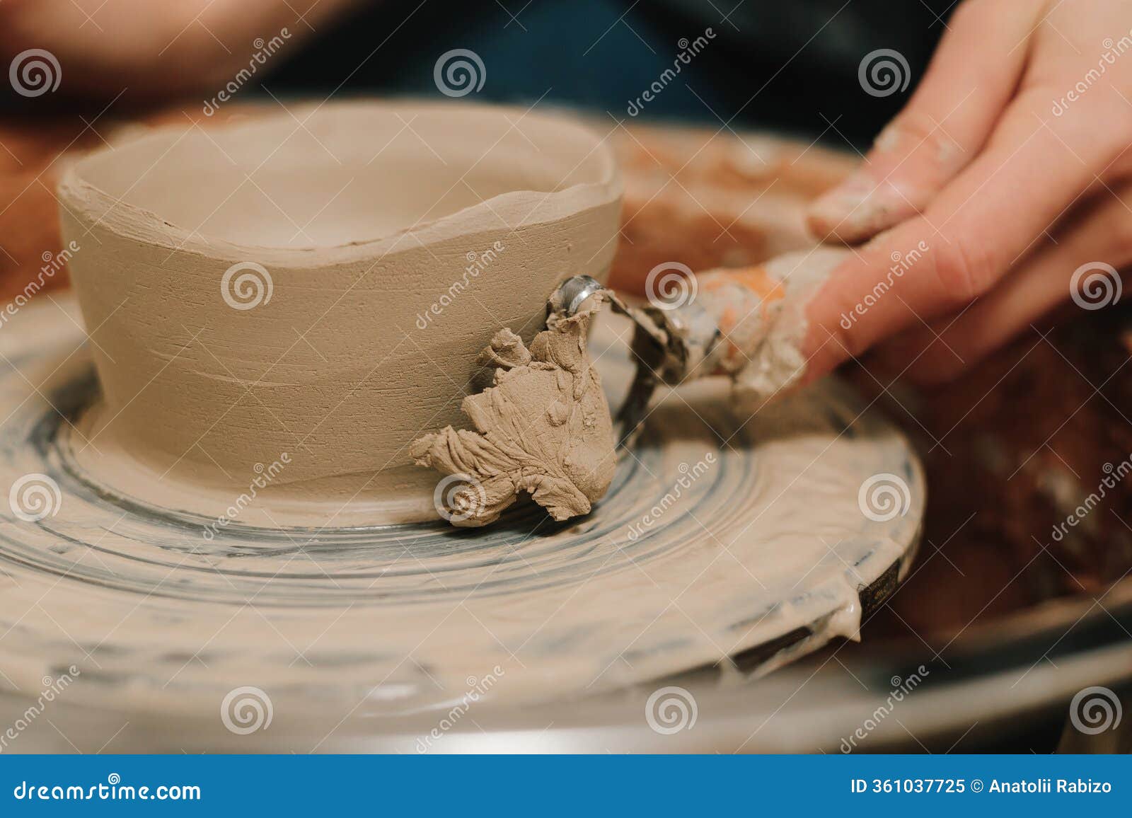 Creating Ceramic Earthenware on the Manufacturing. Artisan Forms Clay ...
