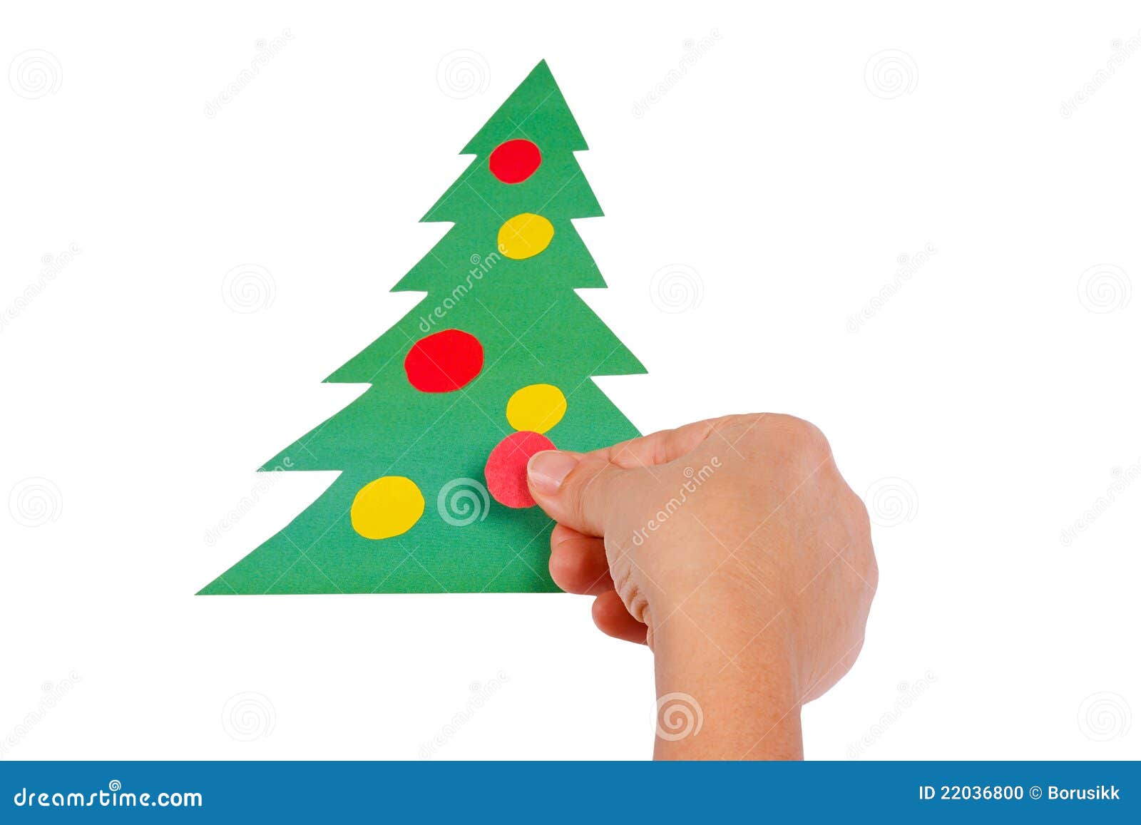 Creating Christmas Tree of Colored Paper Stock Photo - Image of ...