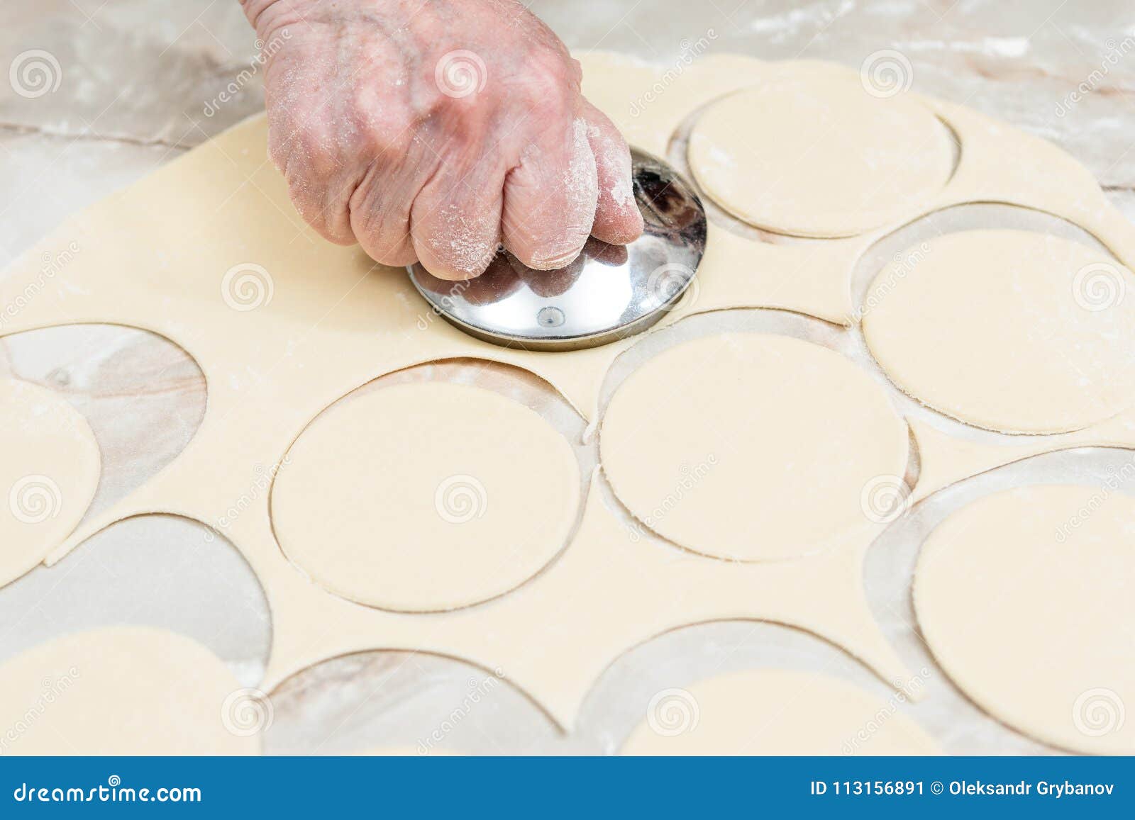Creating Circles for Dumplings Stock Image - Image of baking, preparing ...