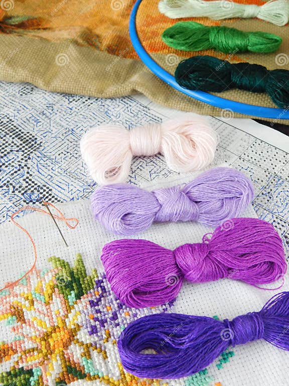 Creating a Cross-stitch Picture Stock Image - Image of imagination ...