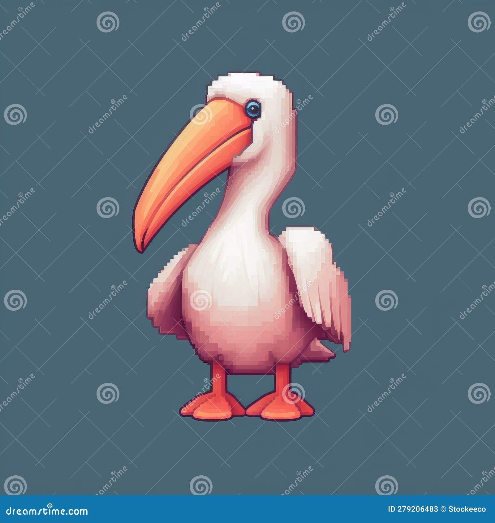 Creating a Cute Pelican Character in Minecraft Using Pixel Art Stock ...