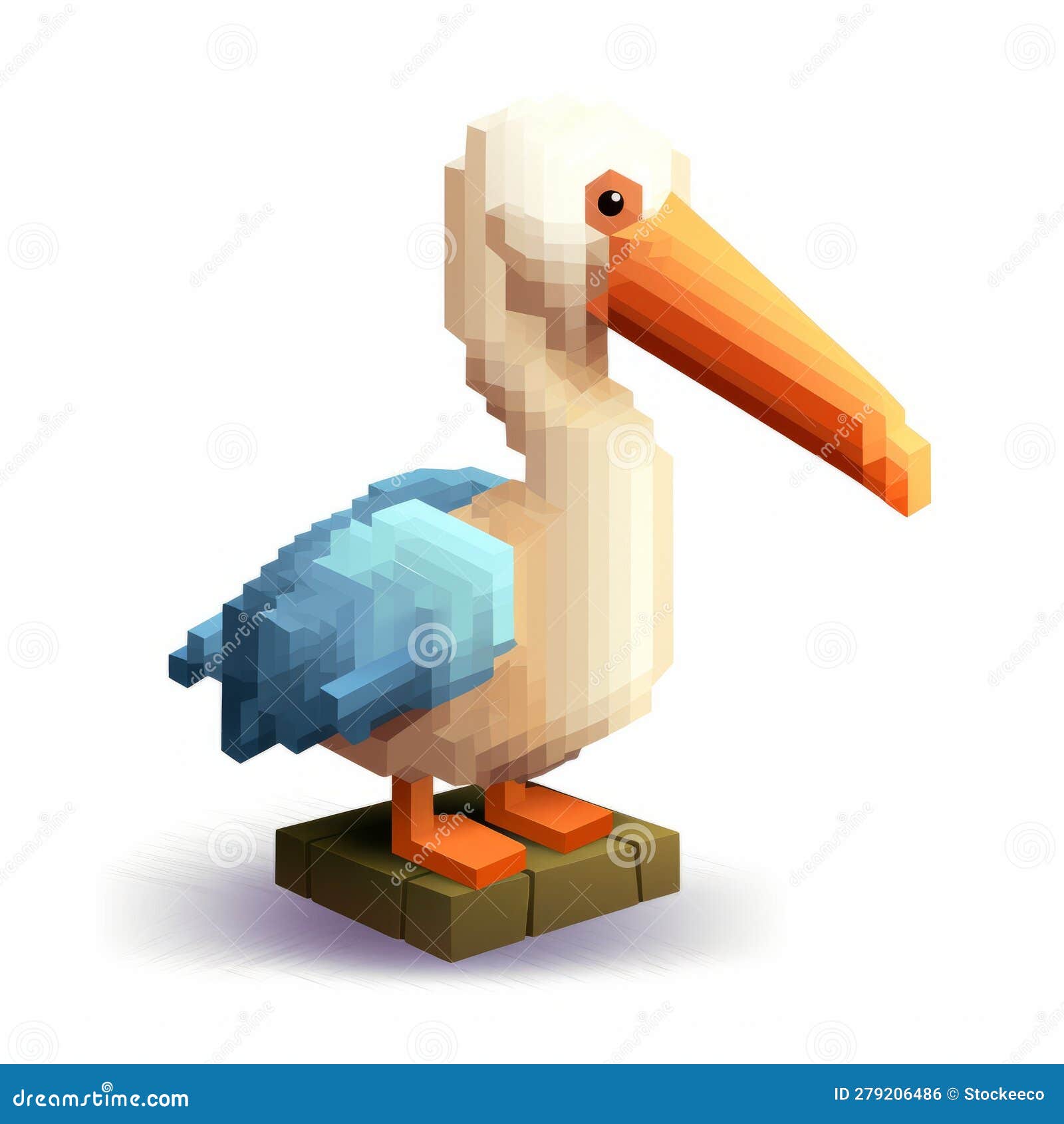 Creating a Cute Pelican Character in Minecraft Using Pixel Art Stock ...